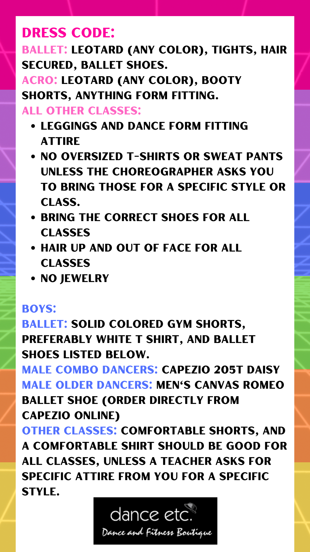 Dress Code & Classroom Expectations | The Dance Attic